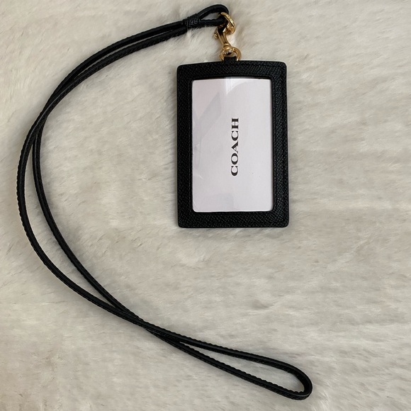 Coach | Accessories | Coach Black Leather Lanyard Card Holder | Poshmark